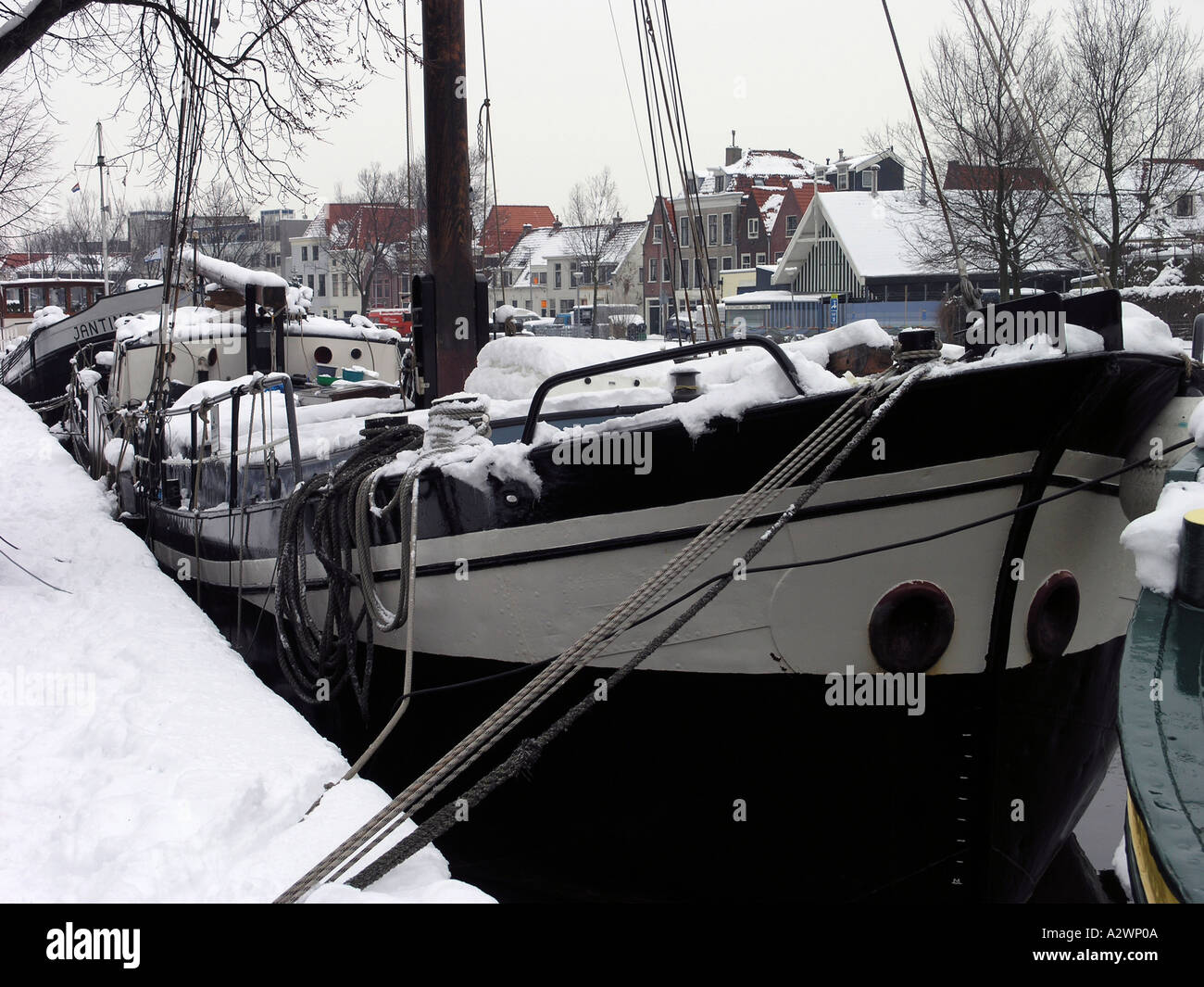 Dutch Winter in Haarlem on the River Spaarne Stock Photo - Alamy