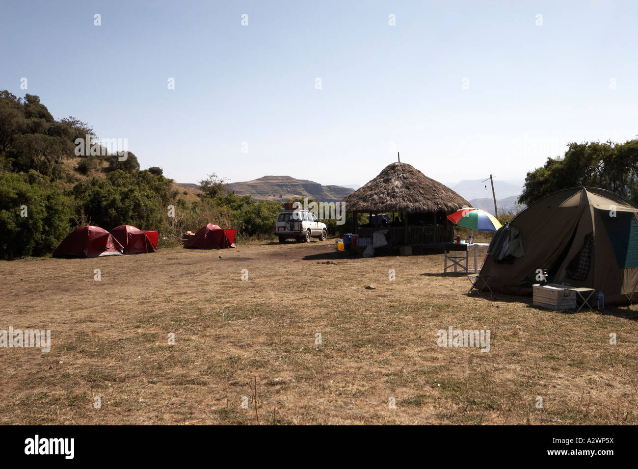 Sankaber Camp with tents in Simien Mountains National Park Ethiopia ...