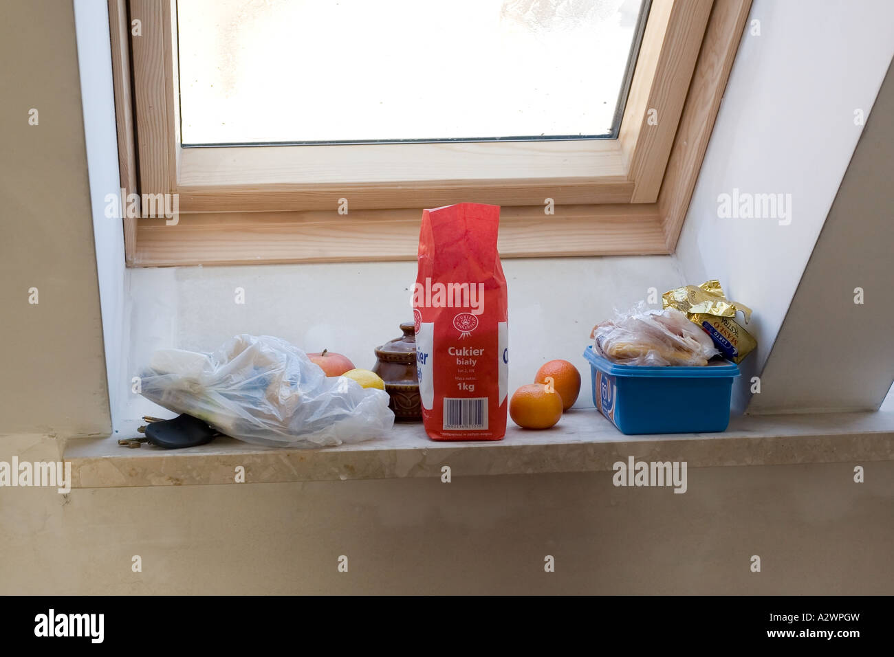 Mess on the window sill after party Stock Photo - Alamy