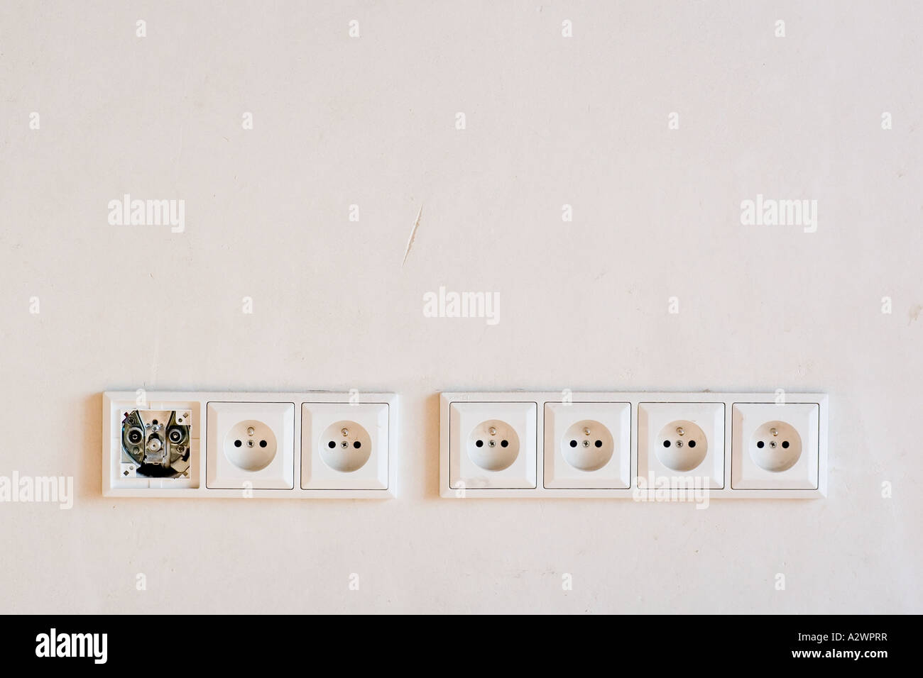 wall european sockets, White Power Outlet Stock Photo - Alamy