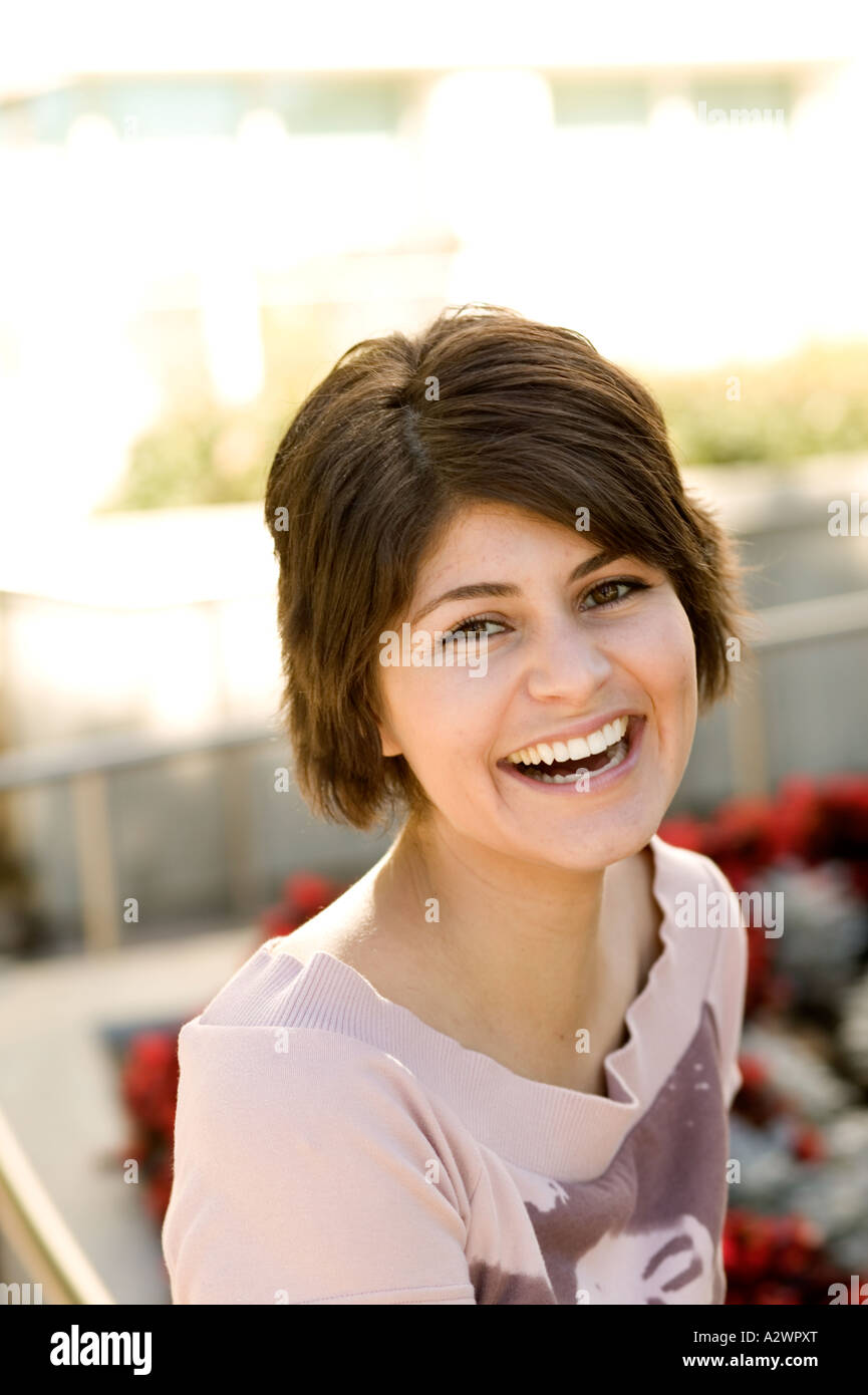 Young woman smiling, portrait Stock Photo - Alamy