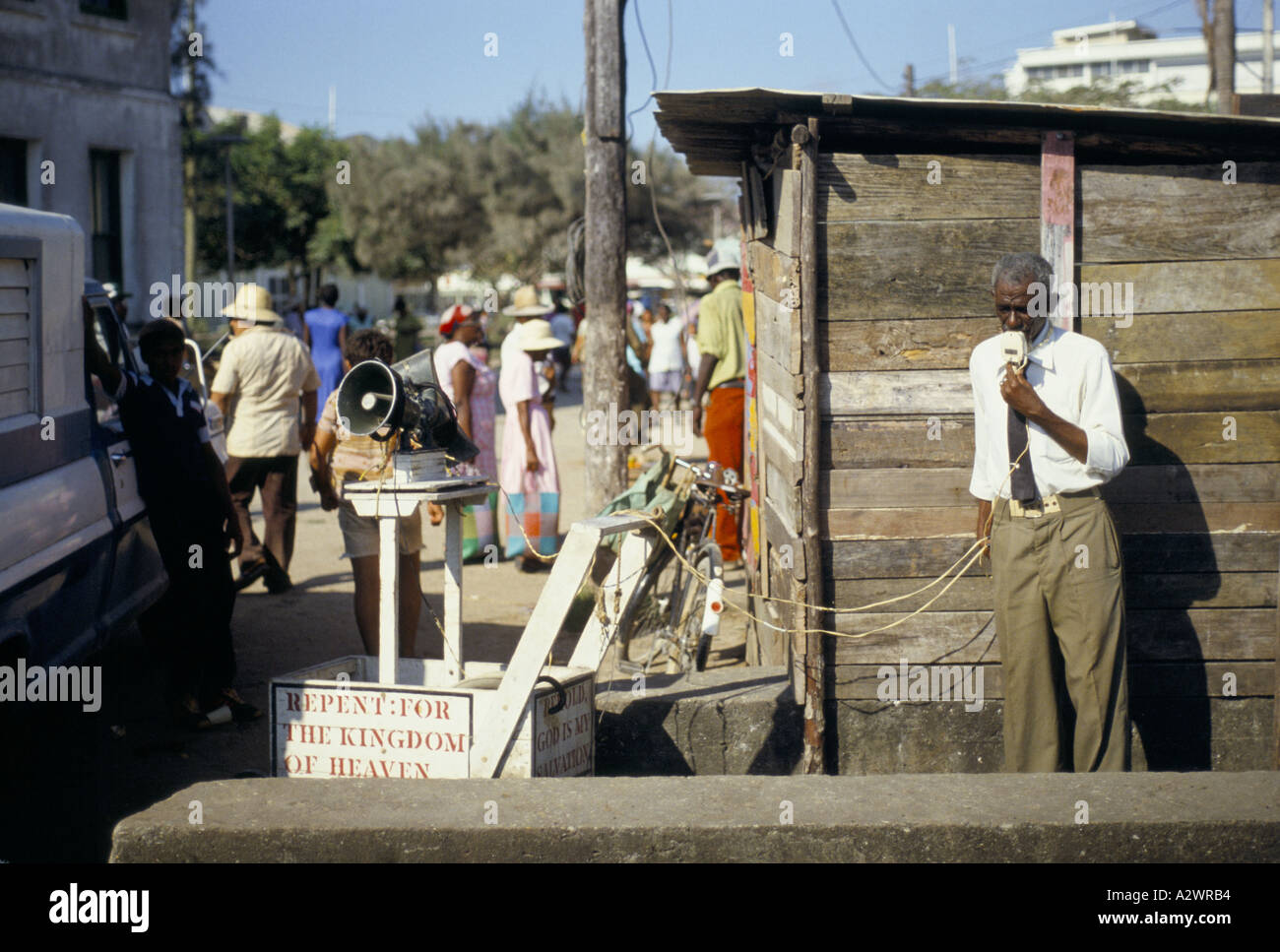 street corner preacher belize city Stock Photo - Alamy