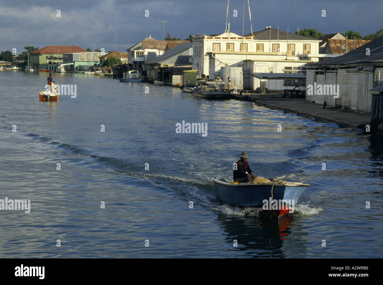 boat on river in belize Stock Photo - Alamy