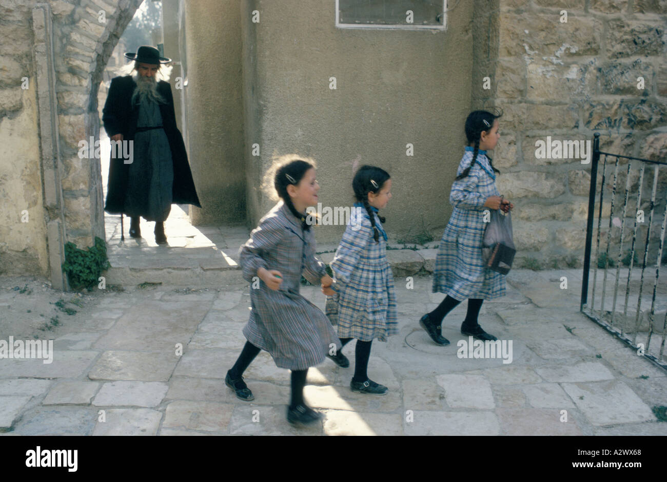 Hassidic jewish children in the street in Mea Sharim, Jerusalem, Israel ...