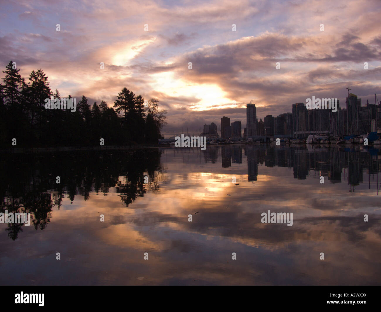 Early morning skies in Stanley Park Vancouver BC Stock Photo - Alamy
