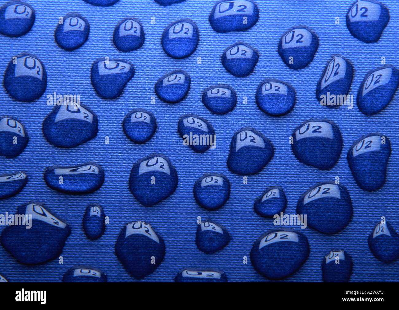 Water Droplets With The Letters o2 Reflected In Every Drop (Medium ...
