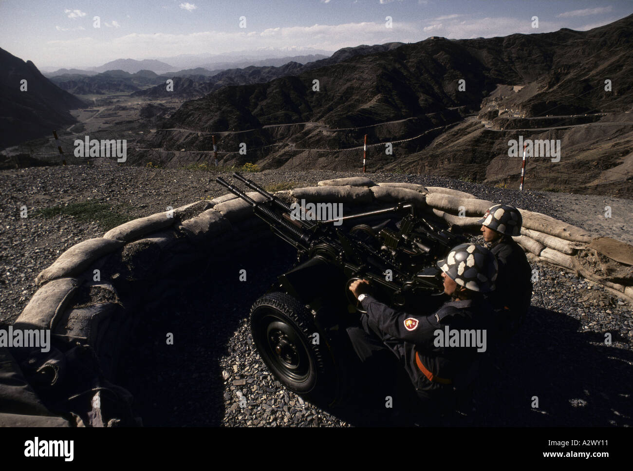 Khyber Pass, Pakistan, 1990; A Pakistani officer give a special ...