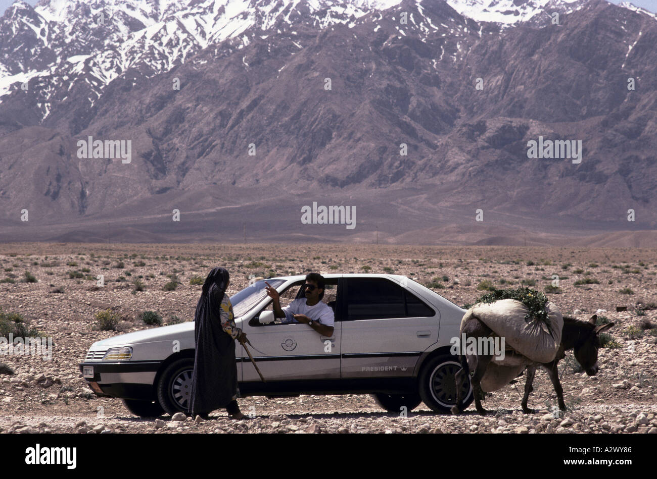 iran another face driver asking directions on country road near kerman ...