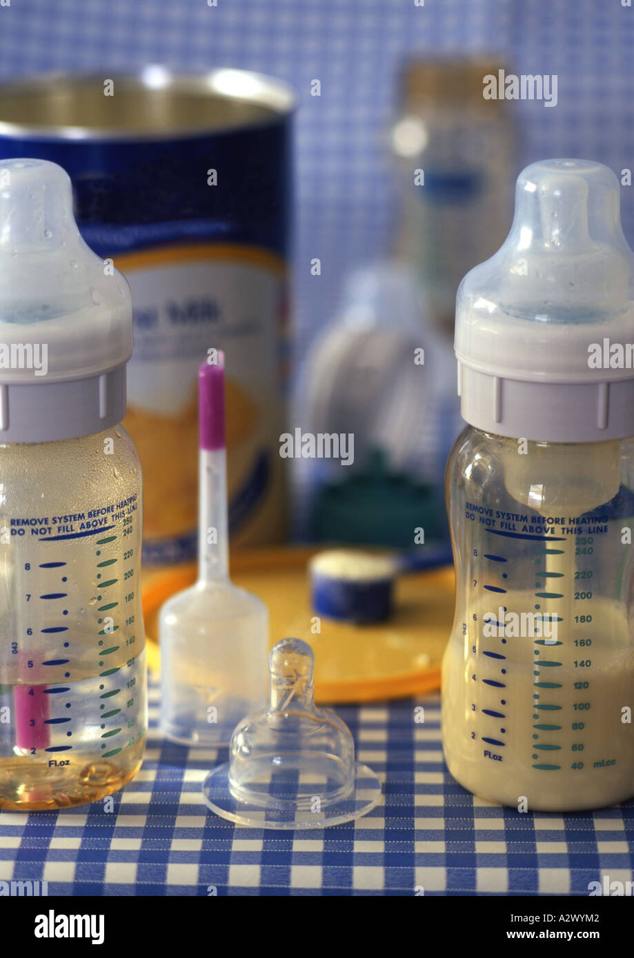 Baby Milk (Medium Format) and preparation of bottles Stock Photo - Alamy