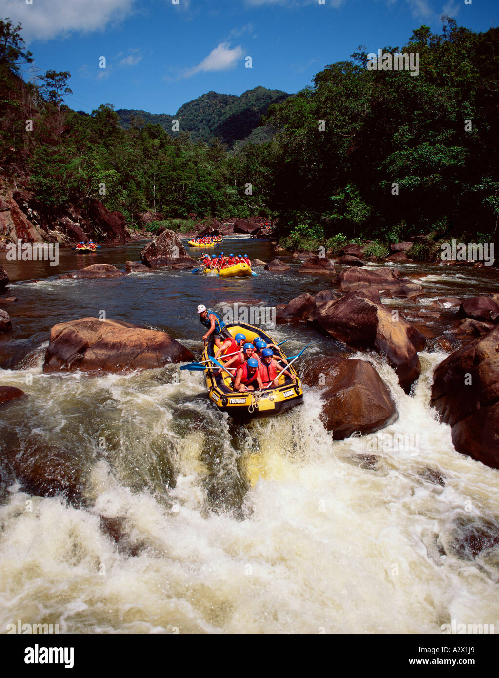 Australia. Queensland. Inflatable rafting. White water rapids Stock ...