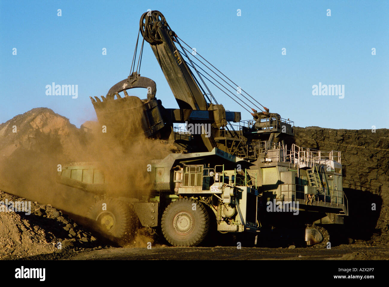 Australia. Open cut coal mining. Loading truck Stock Photo - Alamy