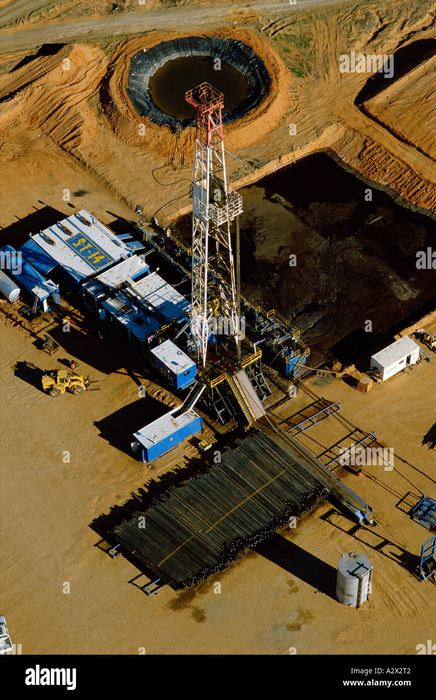 South Australia. Cooper Basin. Aerial view of oil rig Stock Photo ...