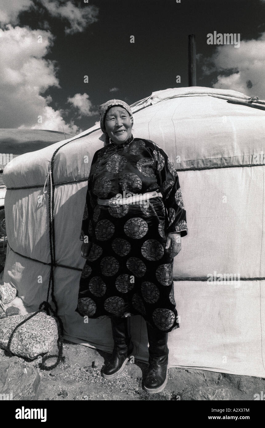 mongolian woman outside ger Stock Photo - Alamy