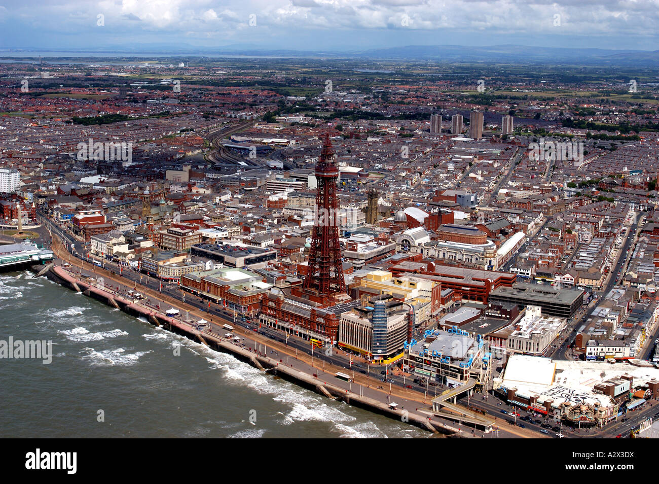 blackpool lancashire aerial view showing tower uk Stock Photo - Alamy