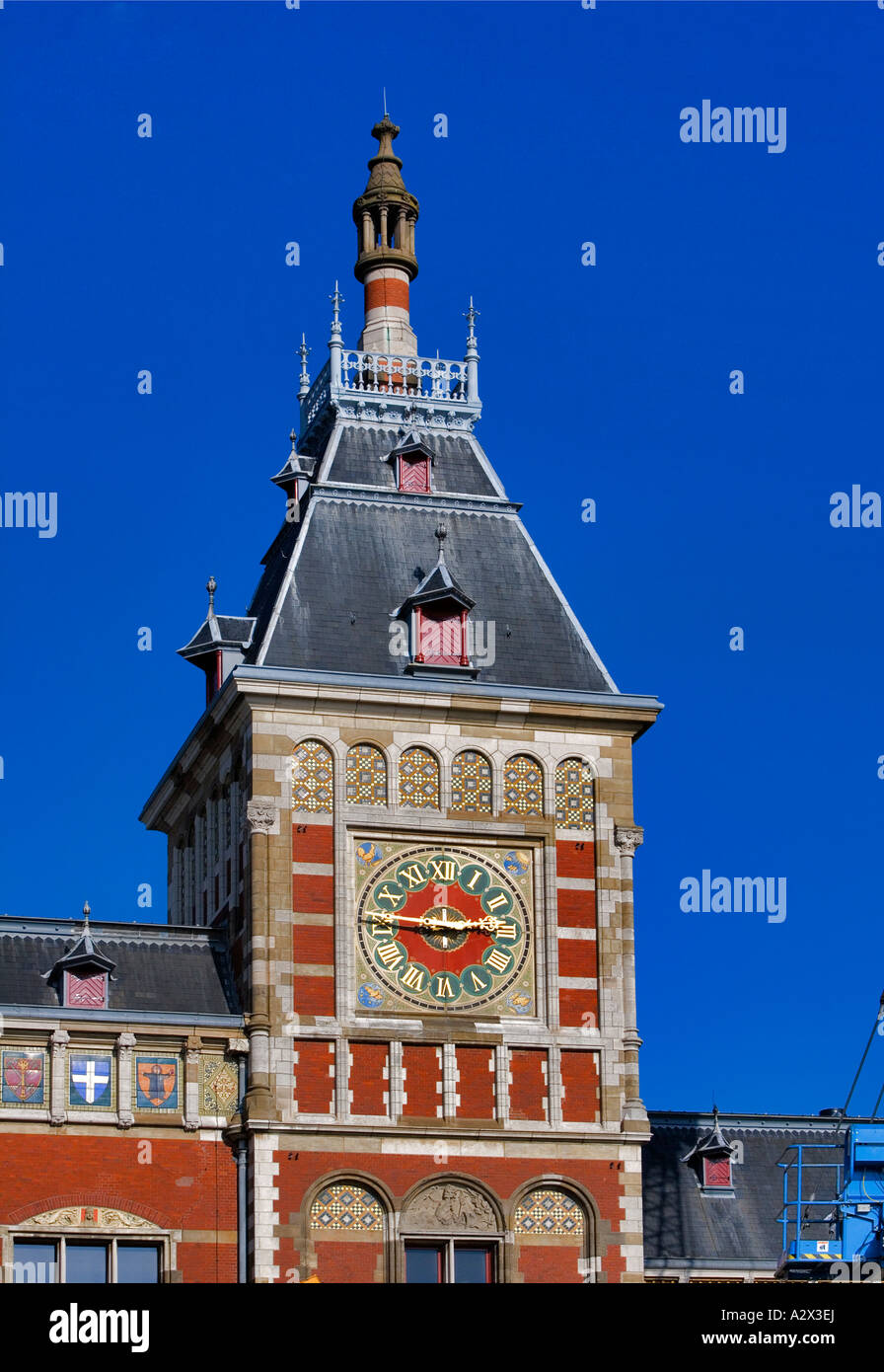 Magnificent Clock tower of Centraal Station, Amsterdam Stock Photo - Alamy