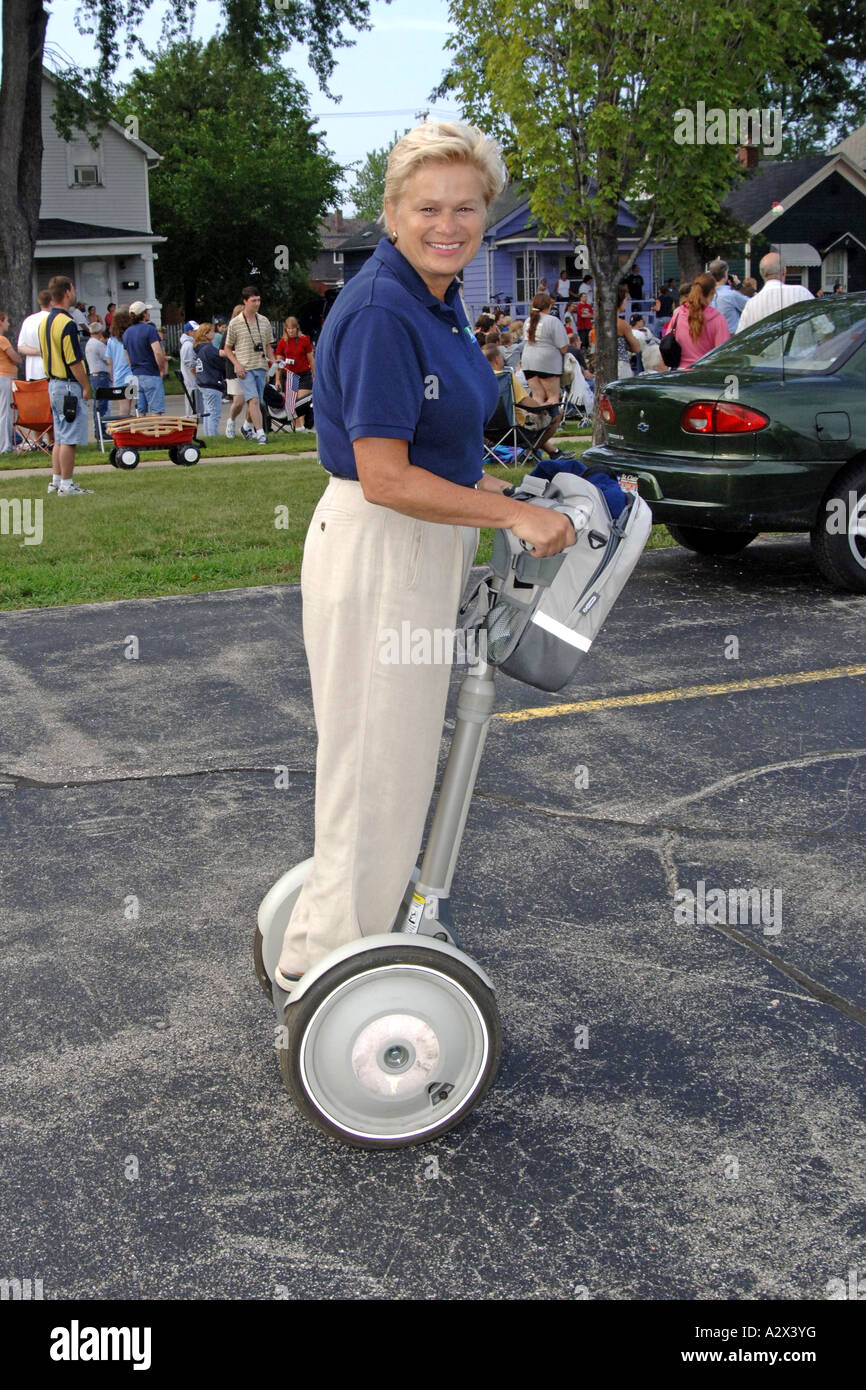Adult female riding a segway in Detroit Michigan MI Stock Photo - Alamy