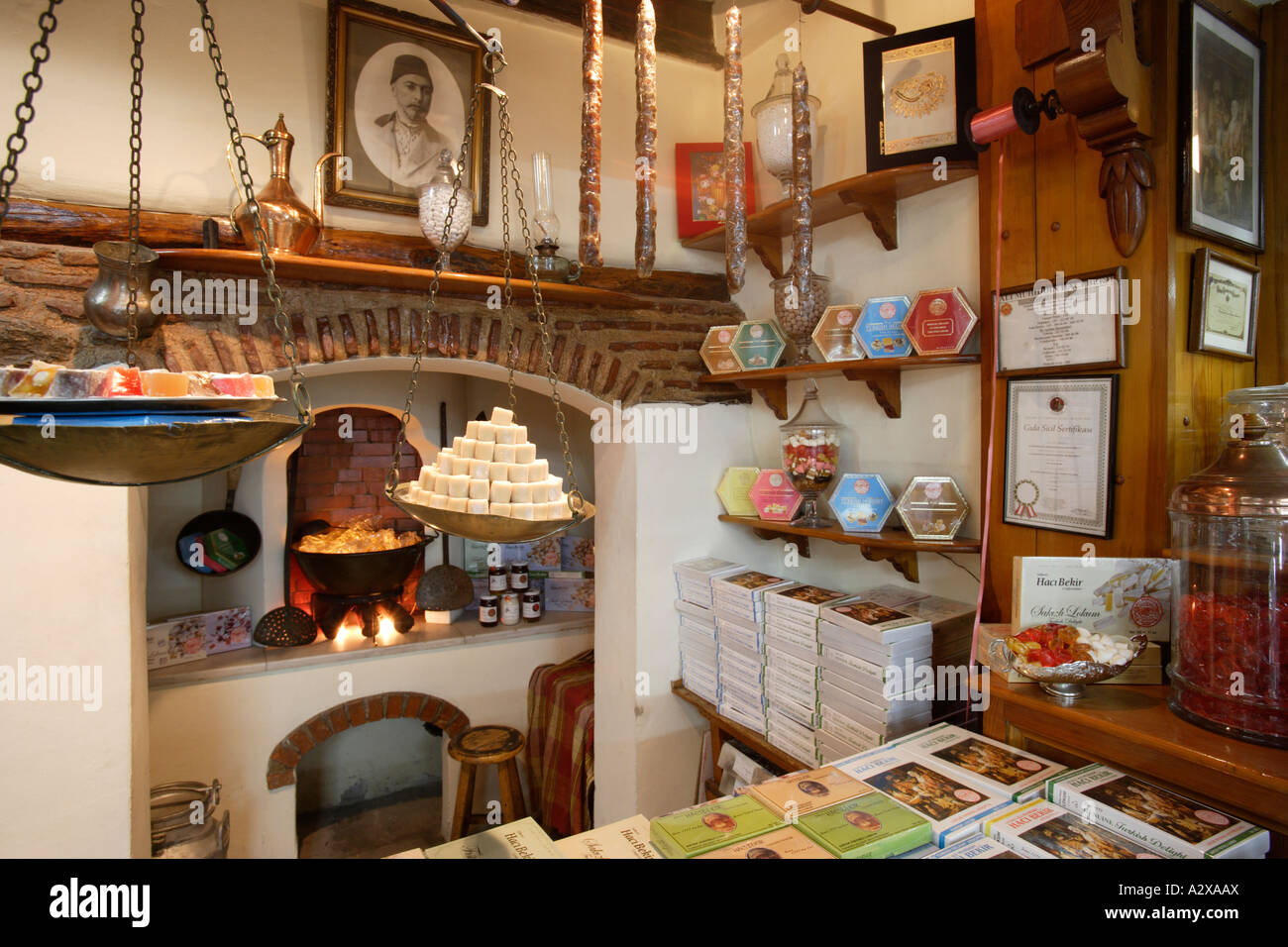 Istanbul Turkey Interior of the original famous Haci Bekir ...