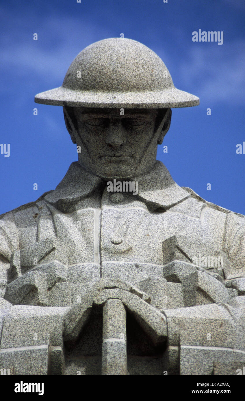 Close-up of The Brooding Soldier, Vancouver corner memorial, Belgium ...