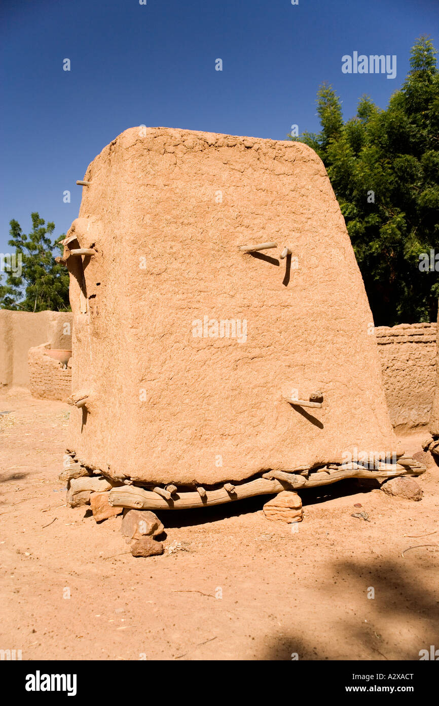 Adobe granaries in a small village in the Niger inland delta near Mopti ...