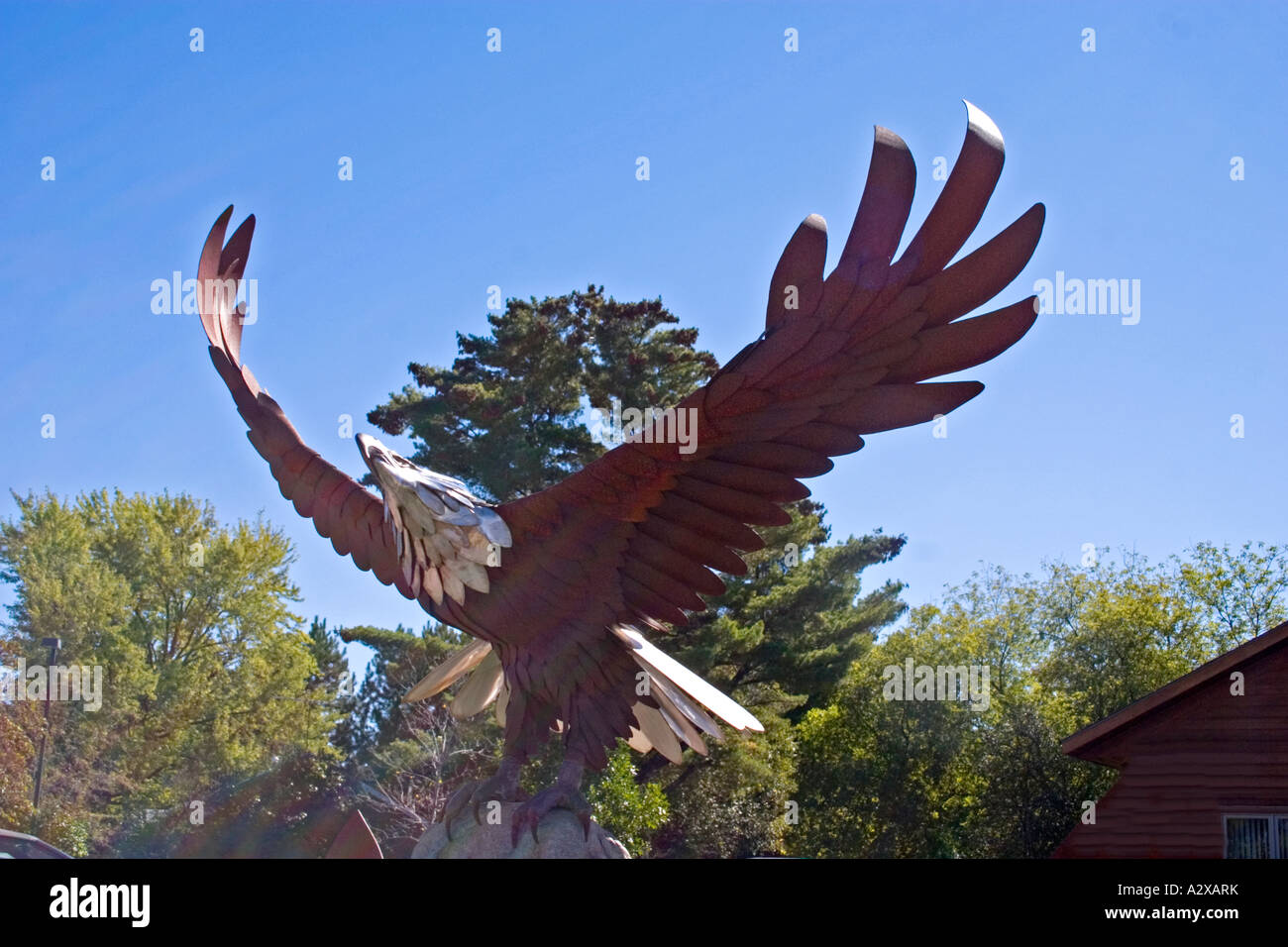 Statue of bald eagle. Cable Wisconsin USA Stock Photo - Alamy