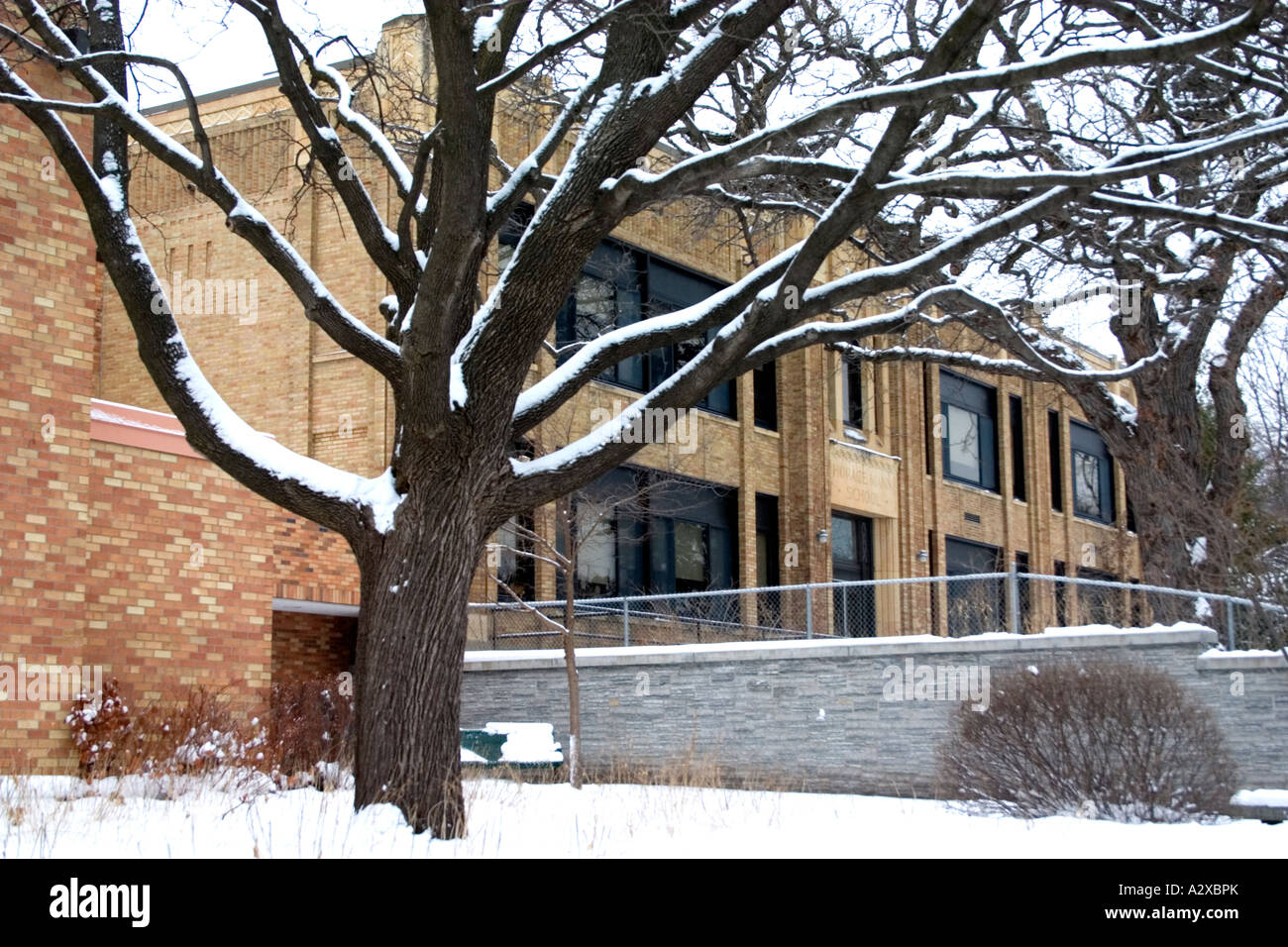 Snowy view of Horace Mann Elementary School. St Paul Minnesota USA ...