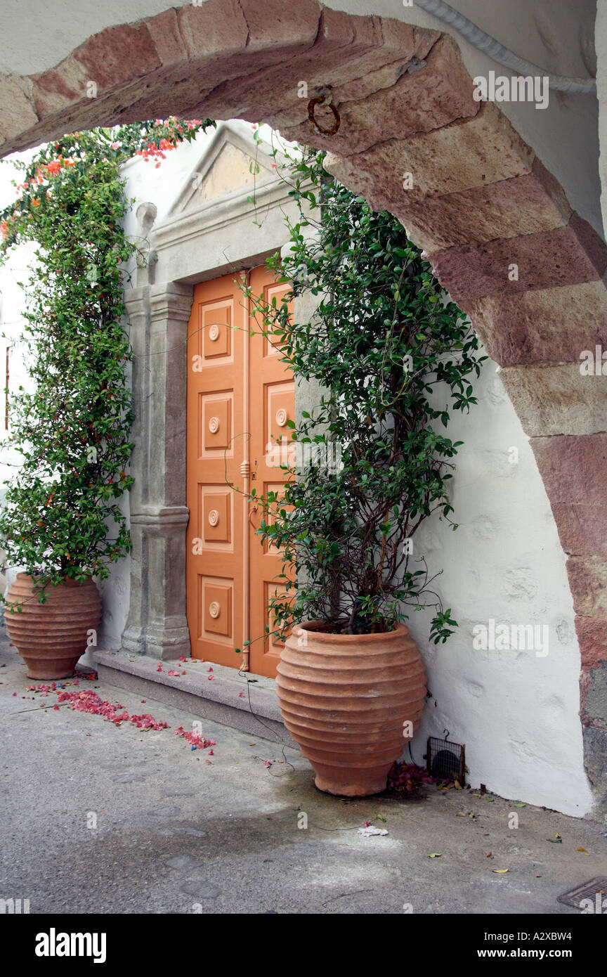 Historical and modern colorful doors on the island of Patmos Greece ...