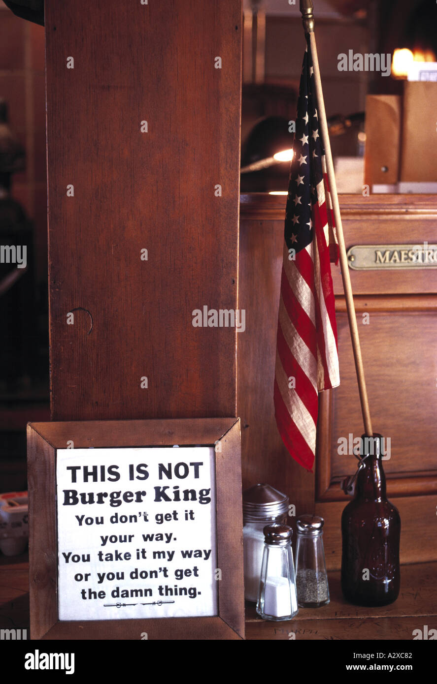 sign in first burger restaurant Stock Photo - Alamy