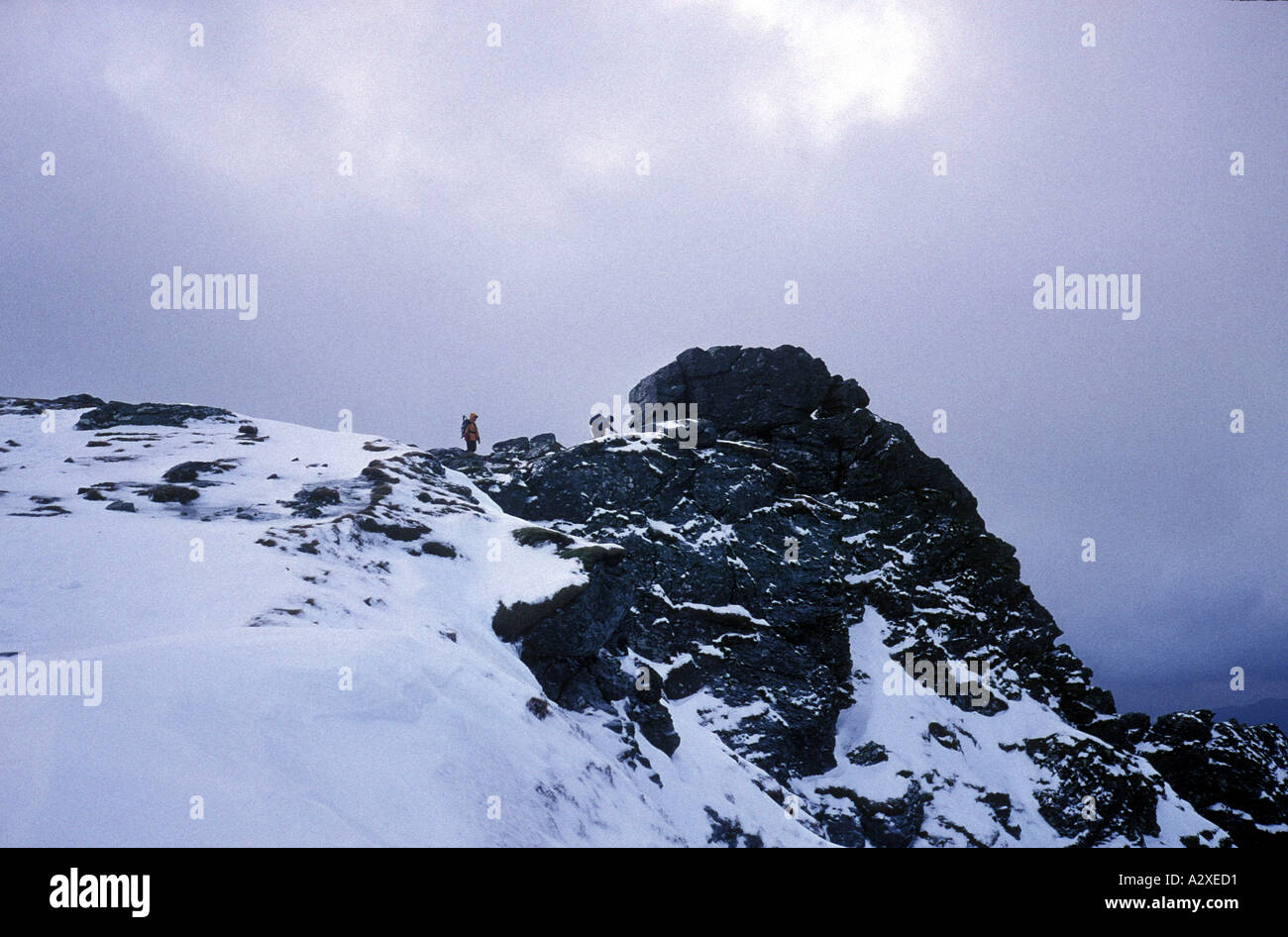 Walkers approaching the summit of The Cobbler Ben Arthur Scotland Stock ...