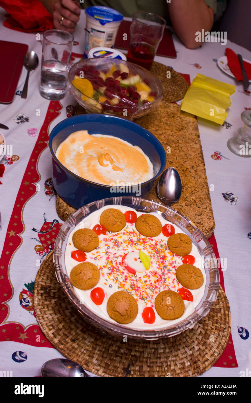 Upavon Wiltshire England Christmas dinner lunch Trifle Pudding Desert ...