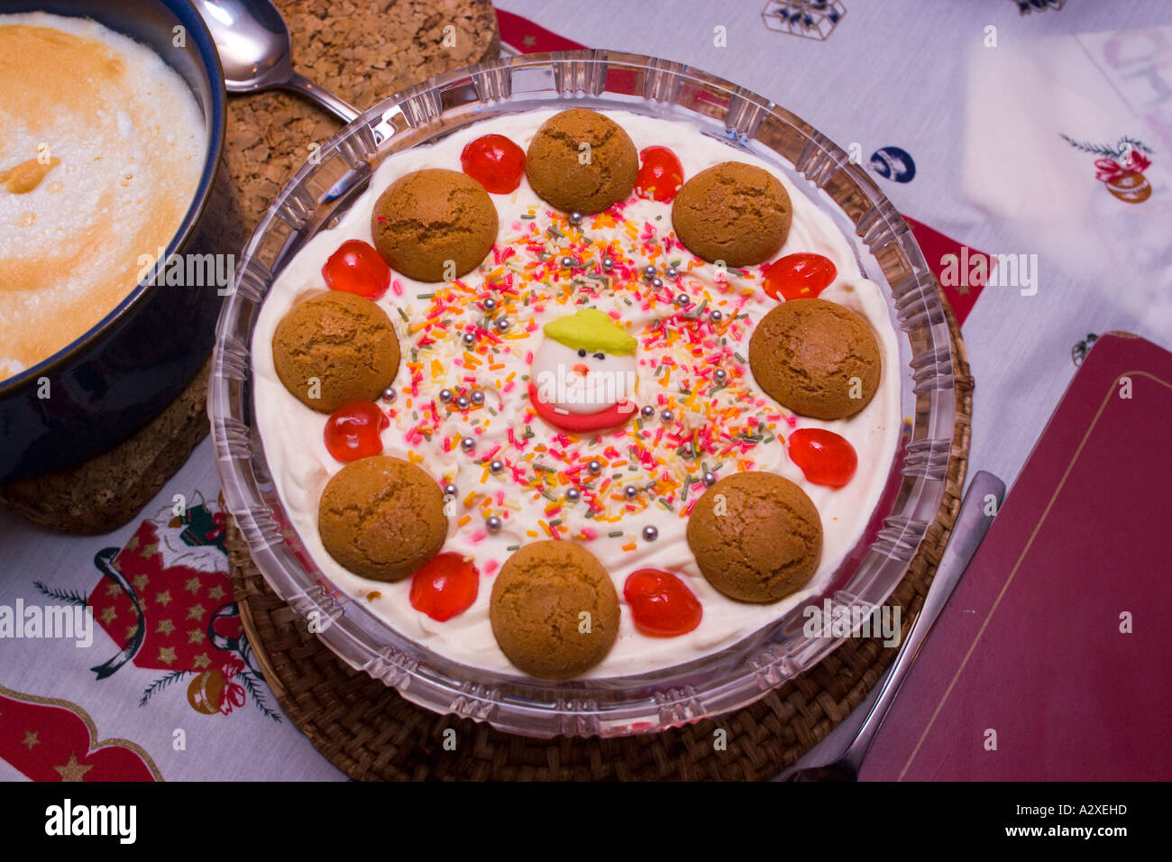 Upavon Wiltshire England Christmas dinner lunch Trifle Pudding Desert ...