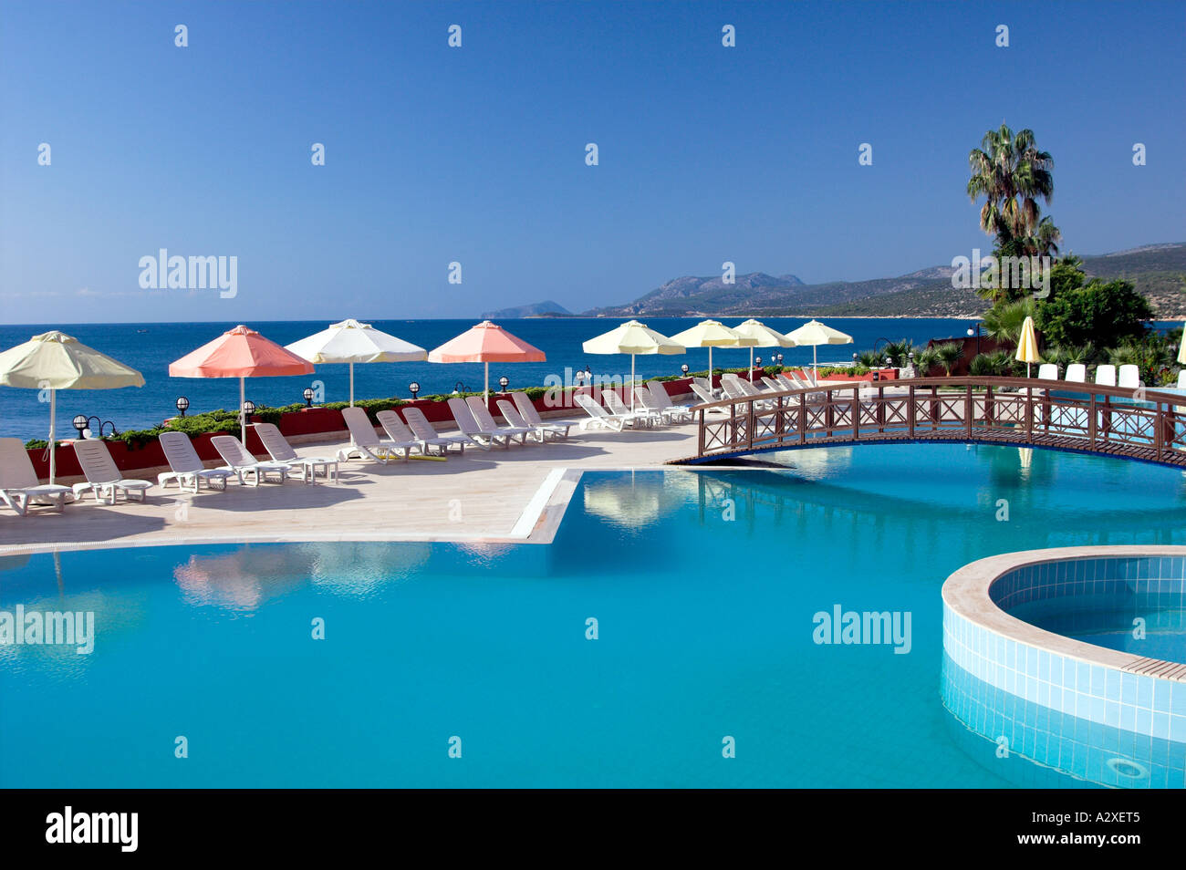 Turkish holiday resort hotel pool area hi-res stock photography and ...