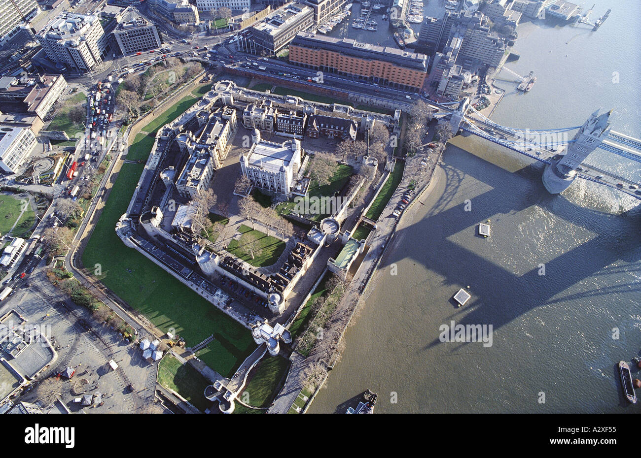 Aerial View of the Tower of London with Tower Bridge Stock Photo - Alamy
