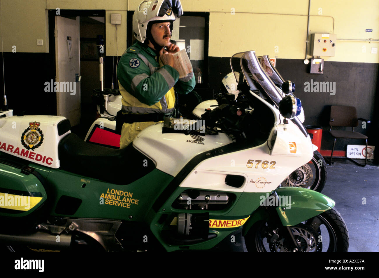 London Ambulance Service Motorcycle paramedic at the Waterloo ...