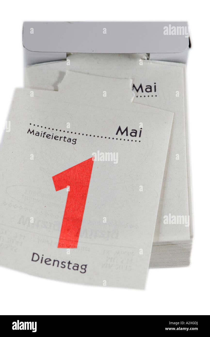 1st of Mai on a small tear off calendar - May Day Stock Photo - Alamy