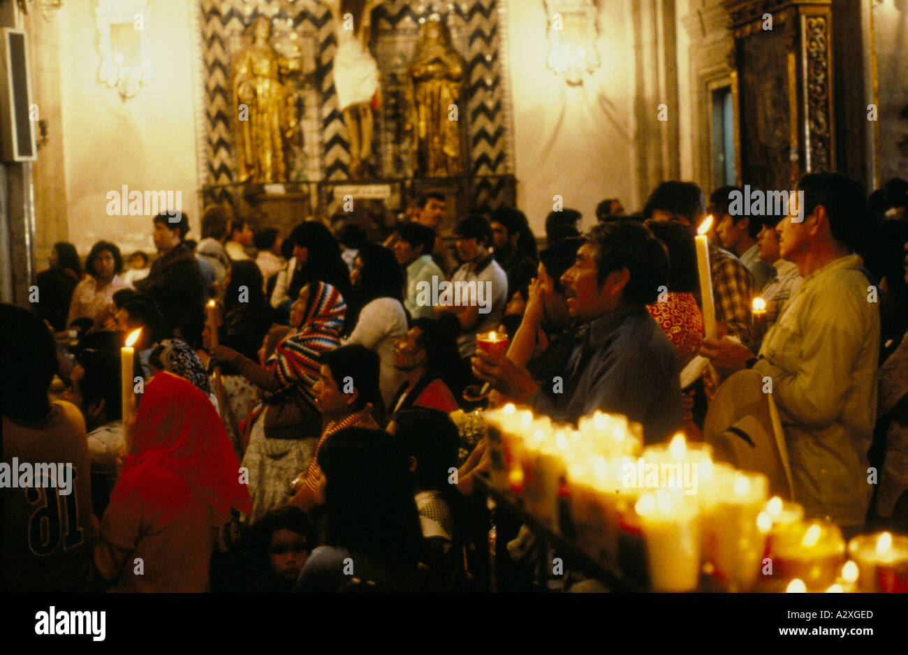 guadaloupe place - shrine in mexico city with lit candles Stock Photo ...