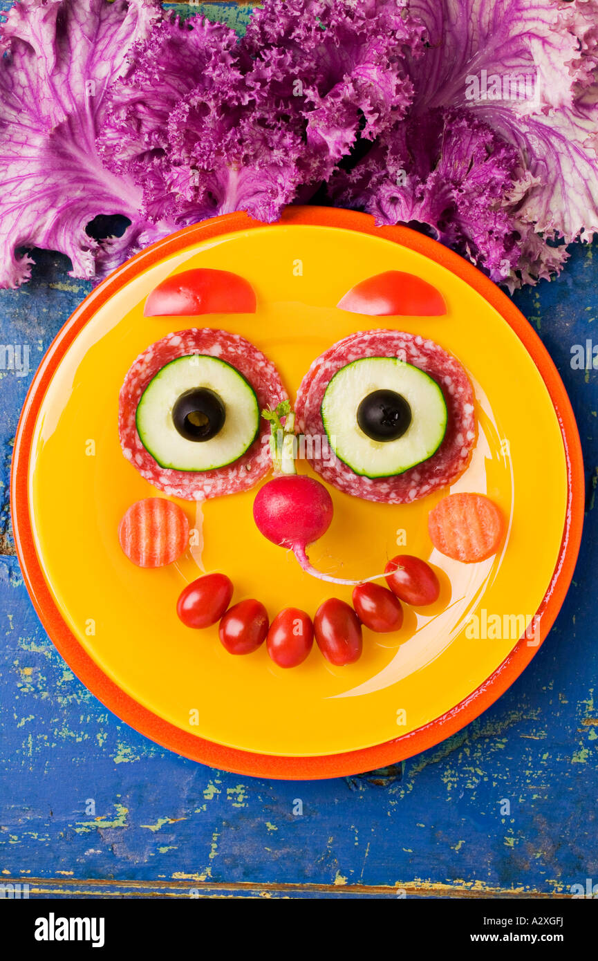 Food face on plate Stock Photo - Alamy