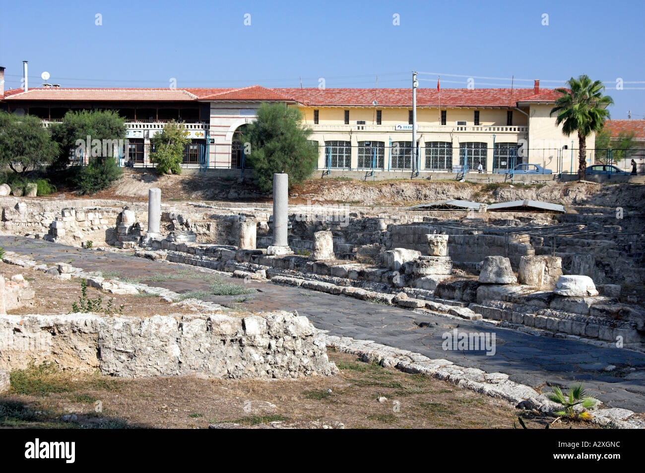 Excavations of an ancient street of Tarsus in the modern city of Tarsus ...