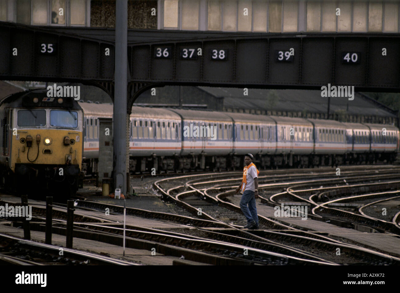 train leaving station Stock Photo - Alamy