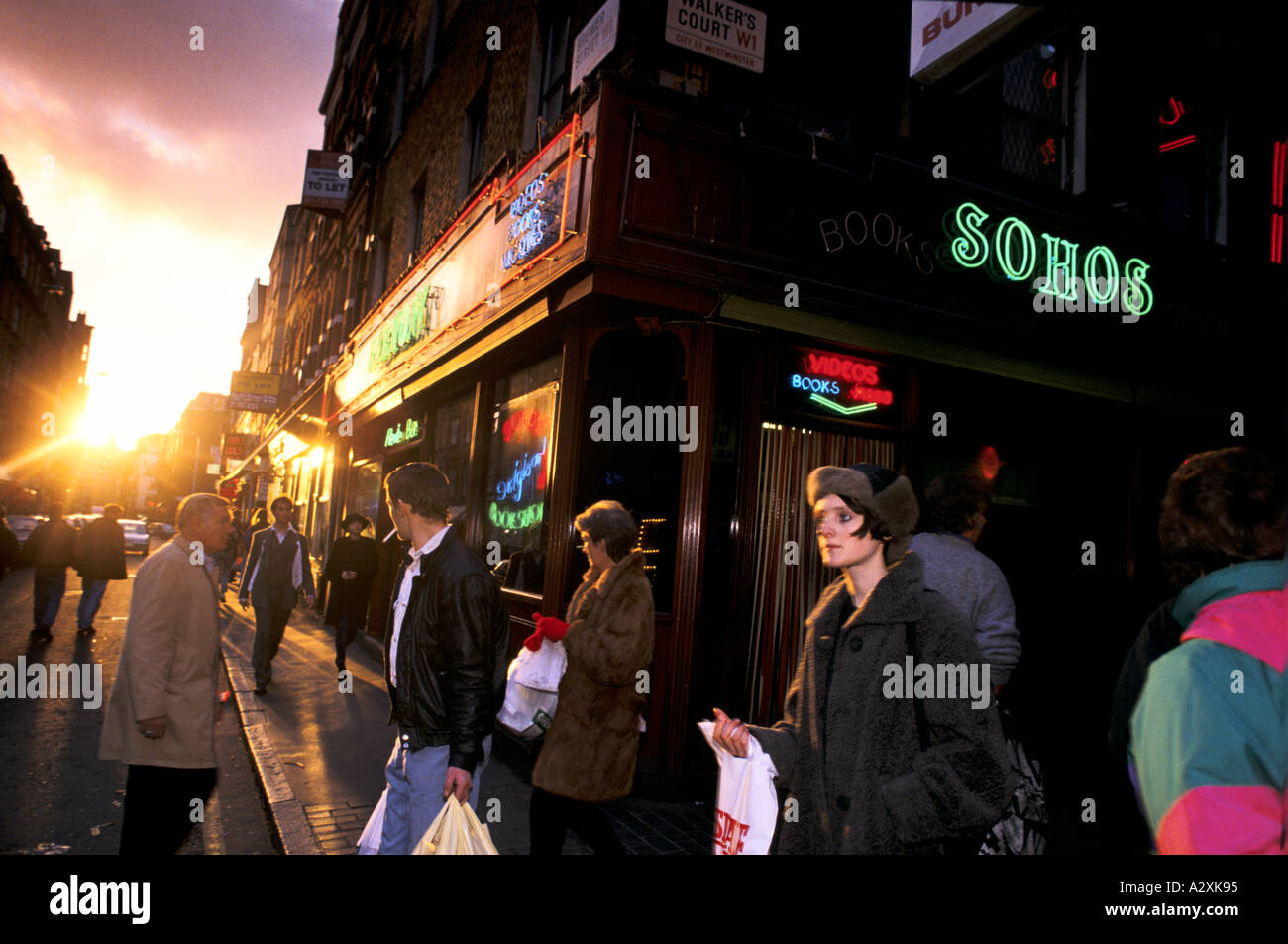 soho street scene at sunset 1991 1991 Stock Photo - Alamy