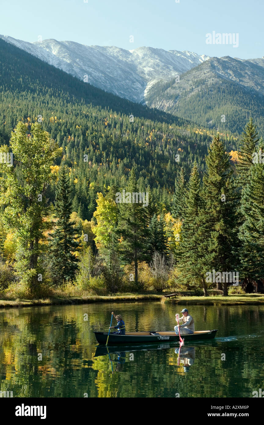 Father And Son Canoeing In Spring Canyon, Buena Vista, Colorado, USA ...
