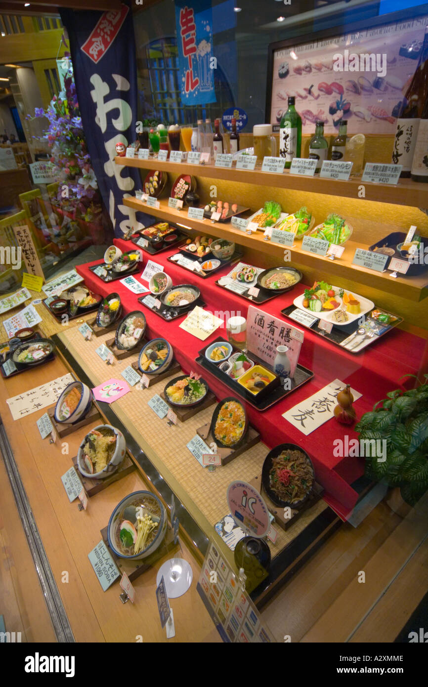 Tokyo Japan Resaurant window display showing plastic food very ...