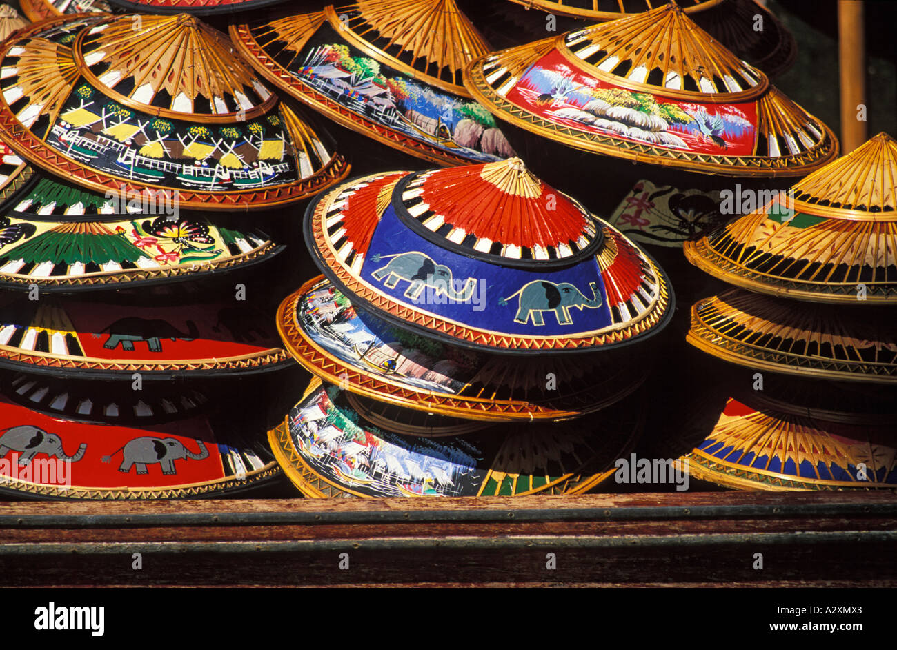 Colorful wicker straw hats market hi-res stock photography and images ...