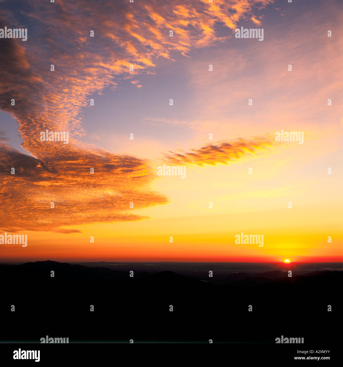 Virginia, Blue Ridge Parkway, Sunrise Over Blue Ridge Mountains ...