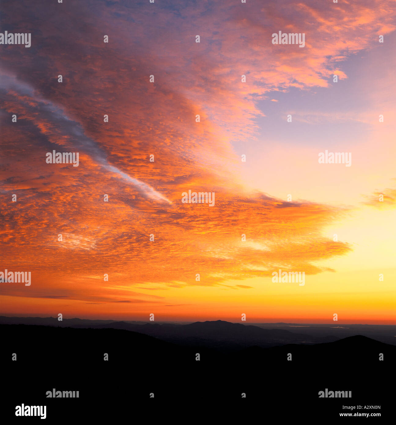 Virginia, Blue Ridge Parkway, Sunrise Over Blue Ridge Mountains ...