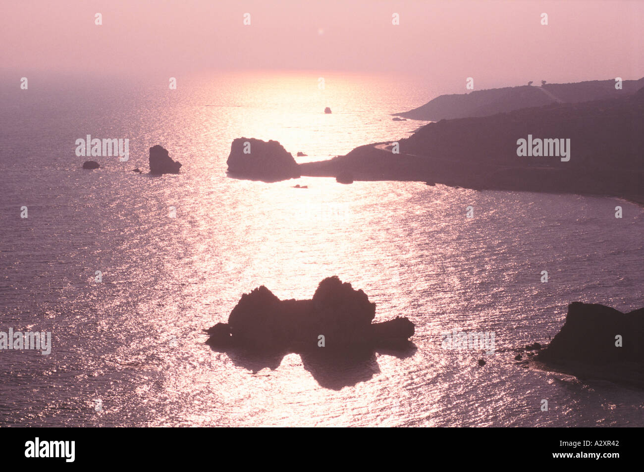 Aphrodite's Rock near Paphos Cyprus. Traditionally the birthplace of ...