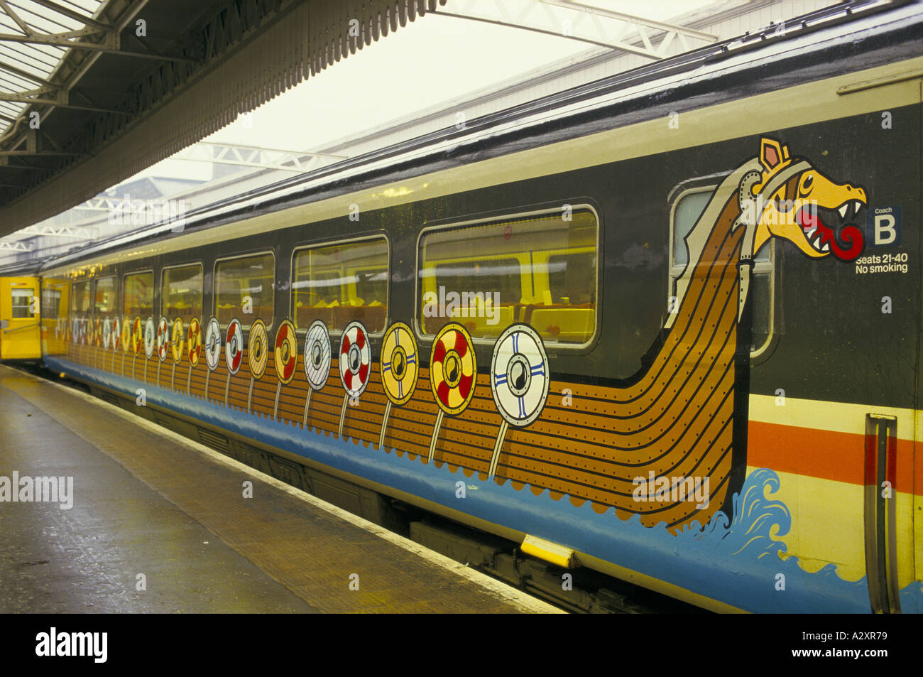 shetland vikings railway train decorated with painting of viking long ...