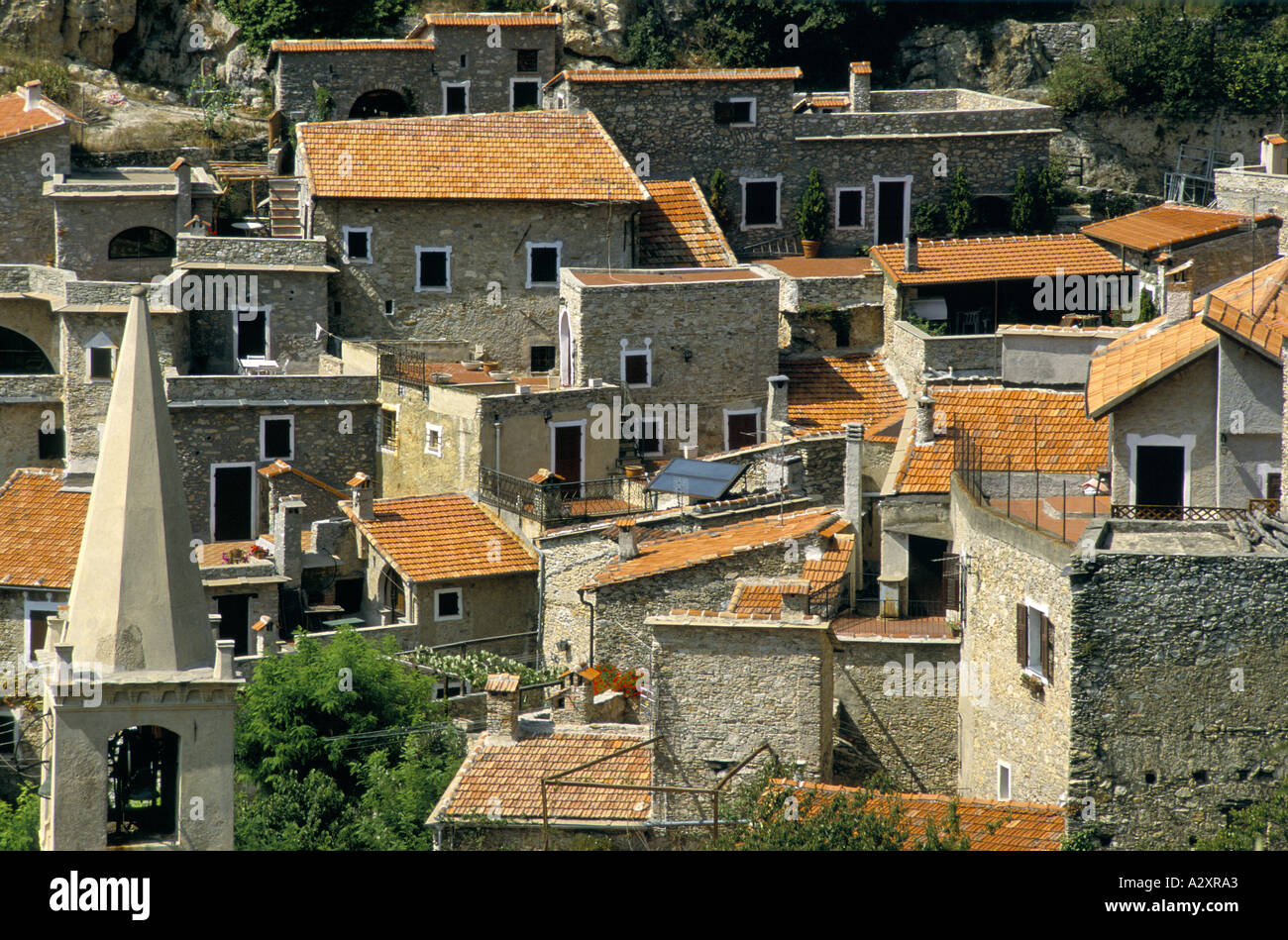 italian walls liguria houses with stone walls terracotta tiled roofs on ...