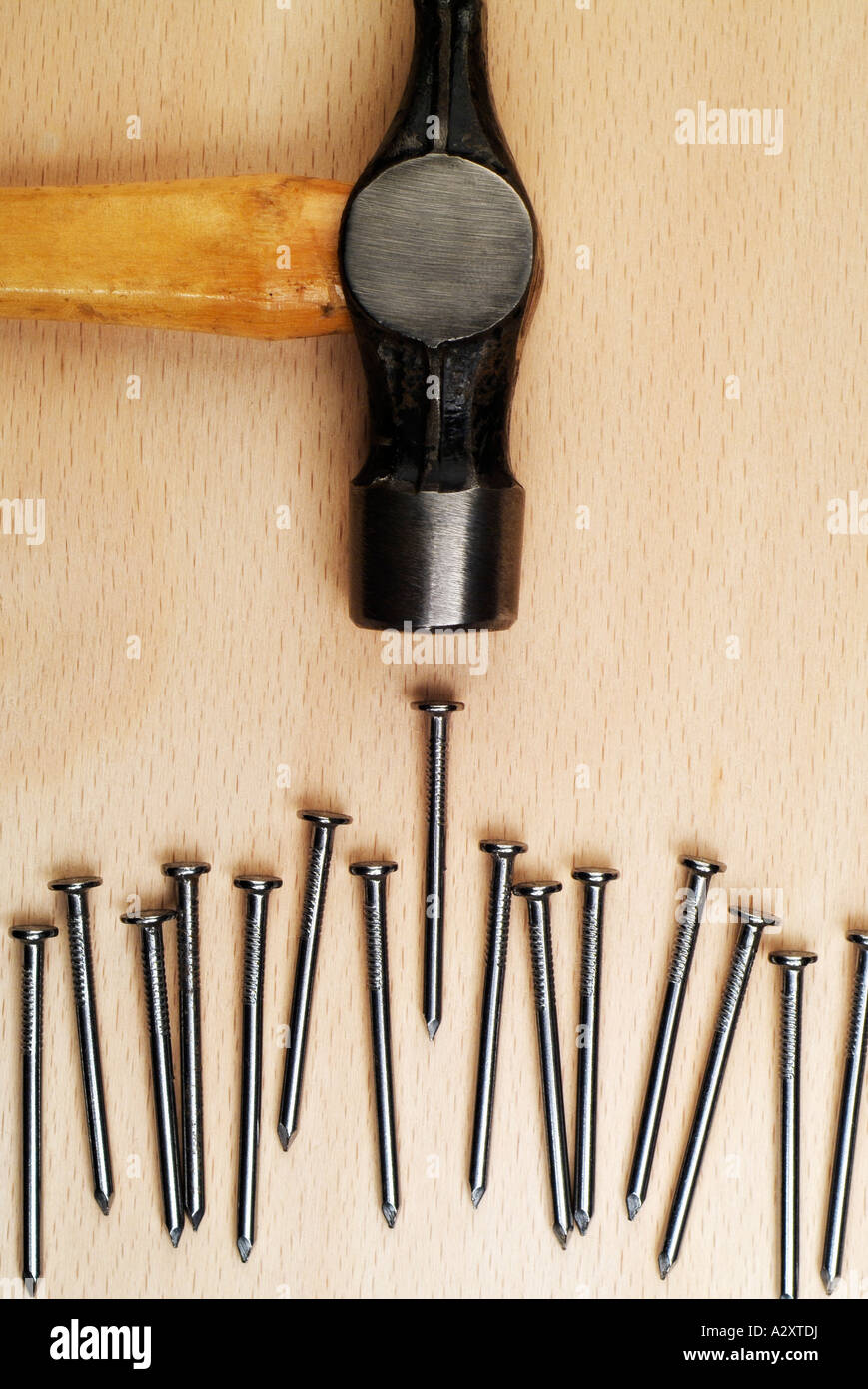 Hammer and Nails Stock Photo - Alamy