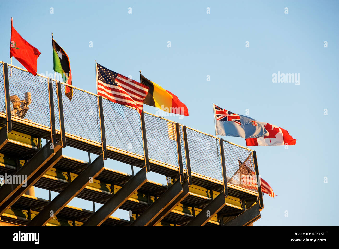 FLAGS AT SPORTS STADIUM Stock Photo - Alamy