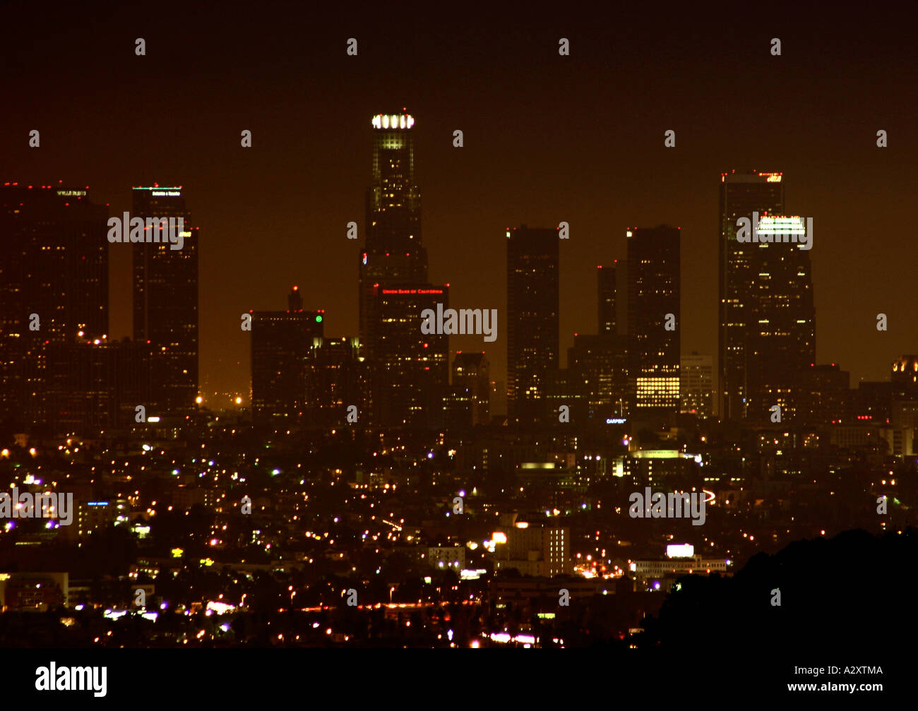 Downtown Los Angeles California at night Stock Photo - Alamy